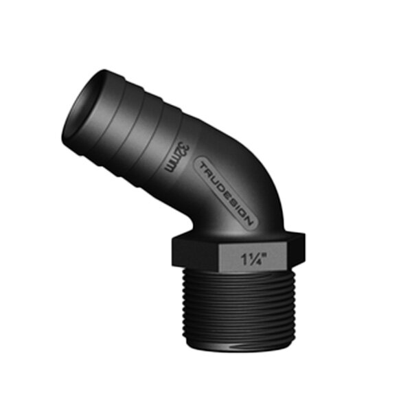 Slangnippel Trudesign 120°, utv. 1¼" x 32 mm slang - Hos Båtmagneten!